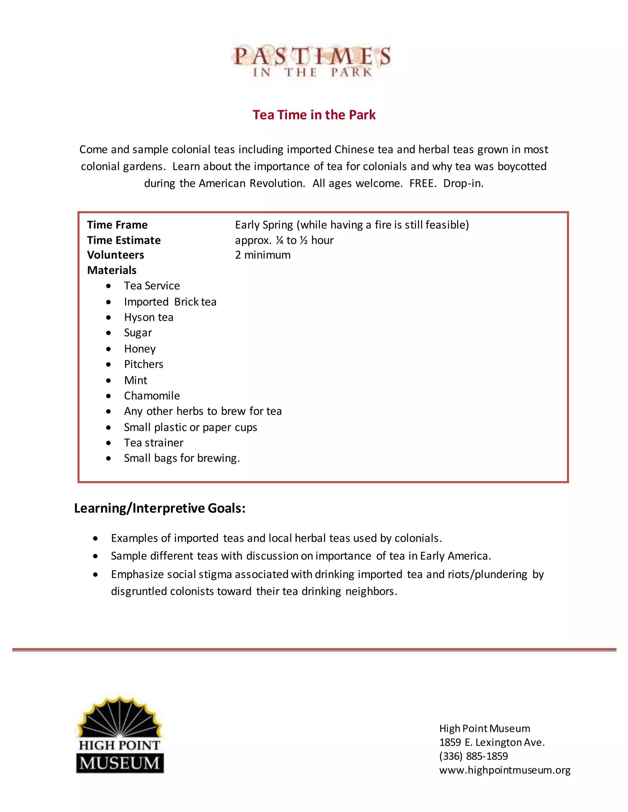 Tea program template | PDF