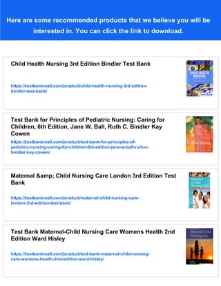 Test Bank for Child Health Nursing, 3rd Edition: Jane W. Ball | PDF