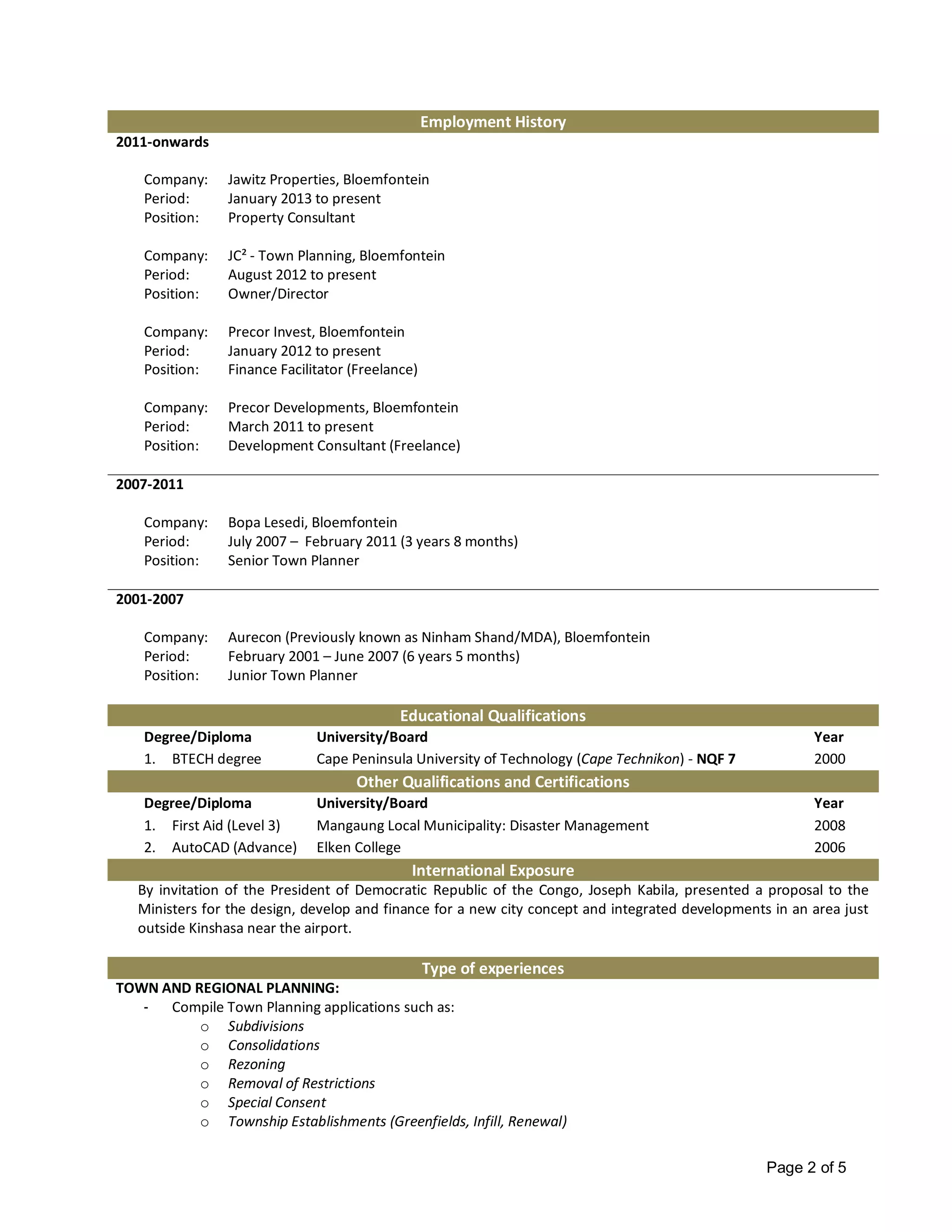 JC Esterhuizen_CV - 2015 | PDF