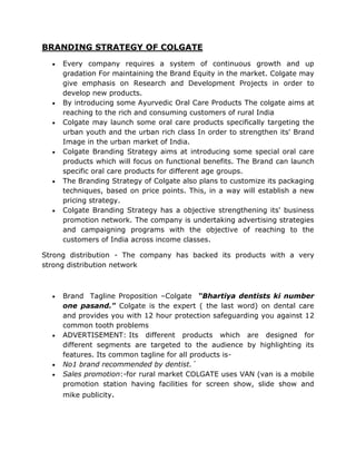 Colgate toothpaste project | DOCX