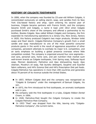 Colgate toothpaste project | DOCX