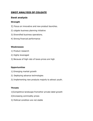 Colgate toothpaste project | DOCX