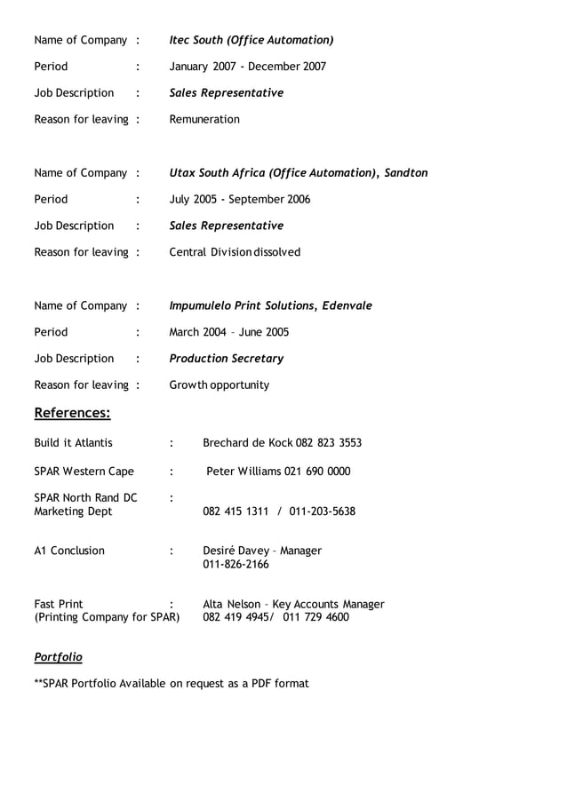 CV - Chantelle Nel -2016 | DOCX