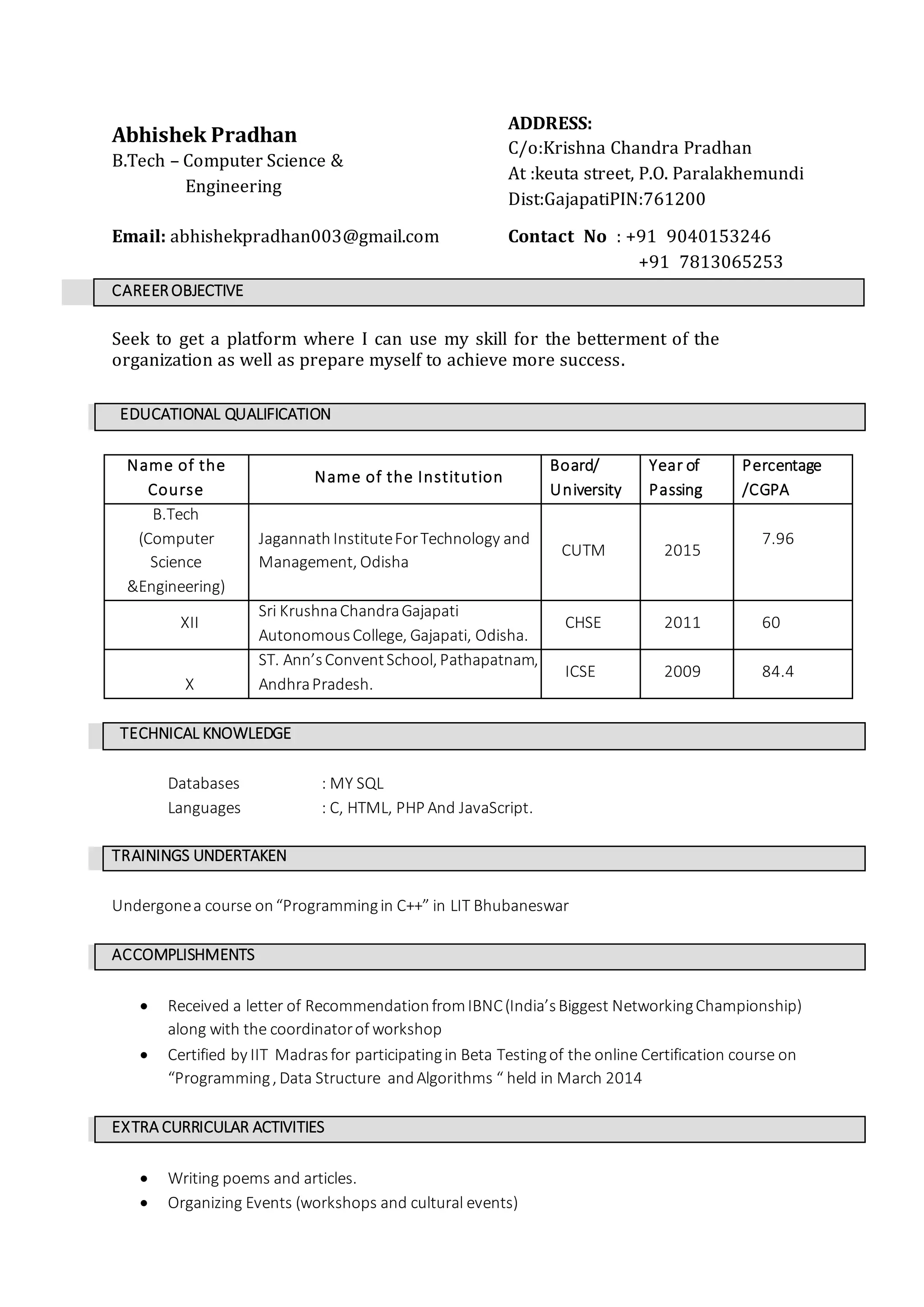 resume abhishek | PDF