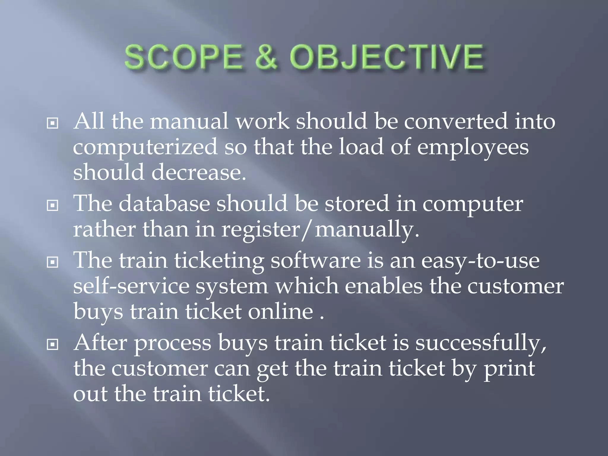 TRAIN TICKETING SYSTEM | PPTX