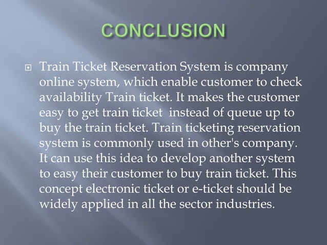 TRAIN TICKETING SYSTEM | PPTX | Rail Travel | Travel Type