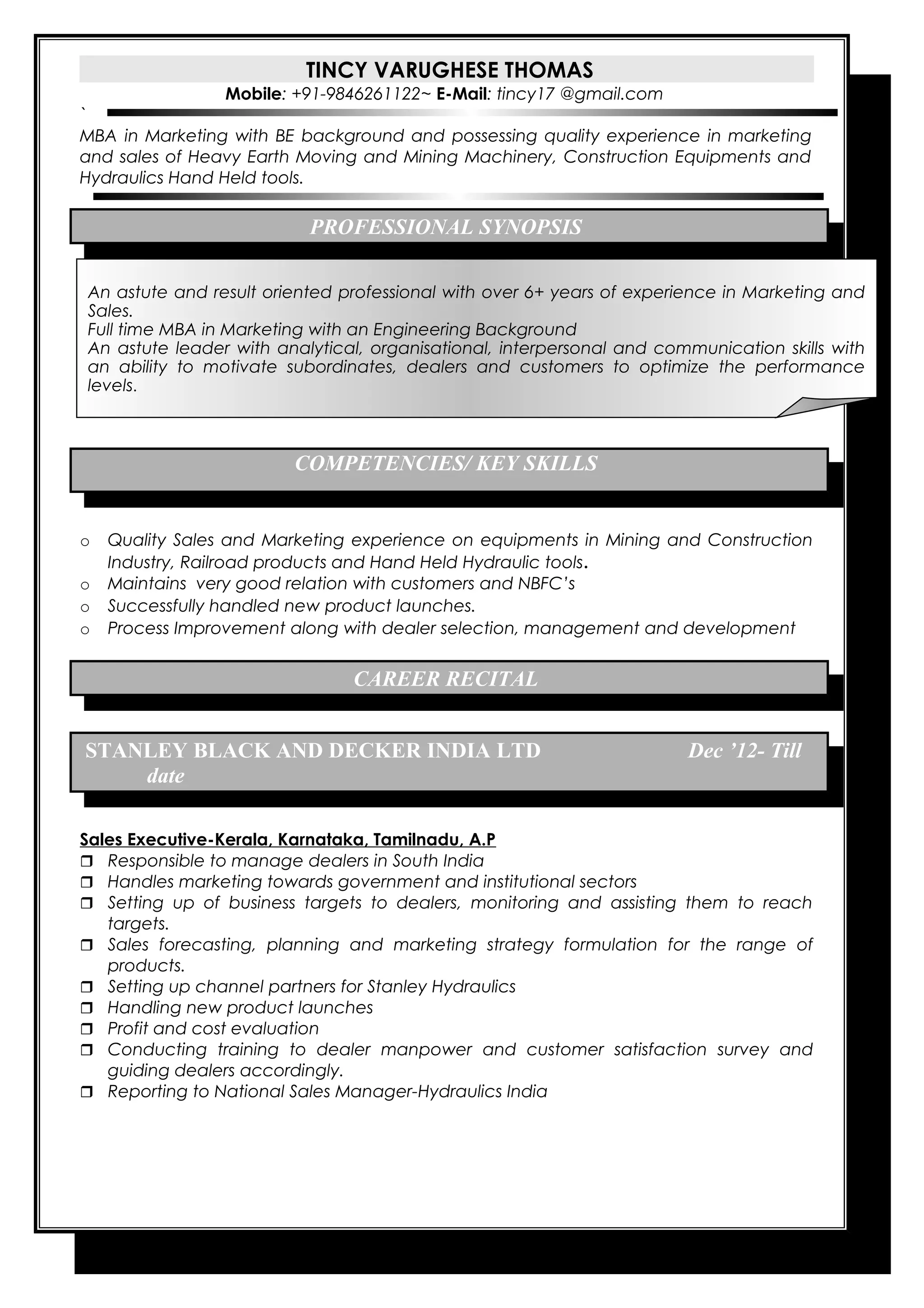 TINCY VARUGHESE THOMAS-RESUME | PDF