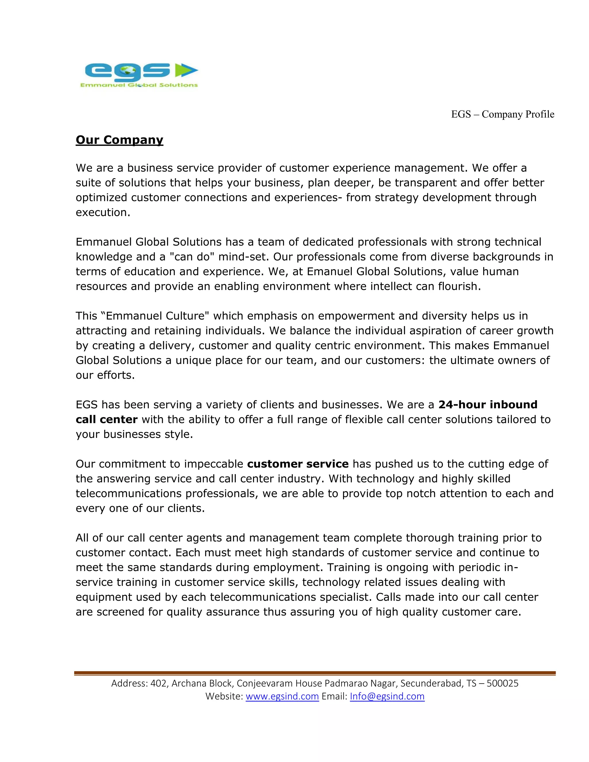 EGS - Company Overview | PDF