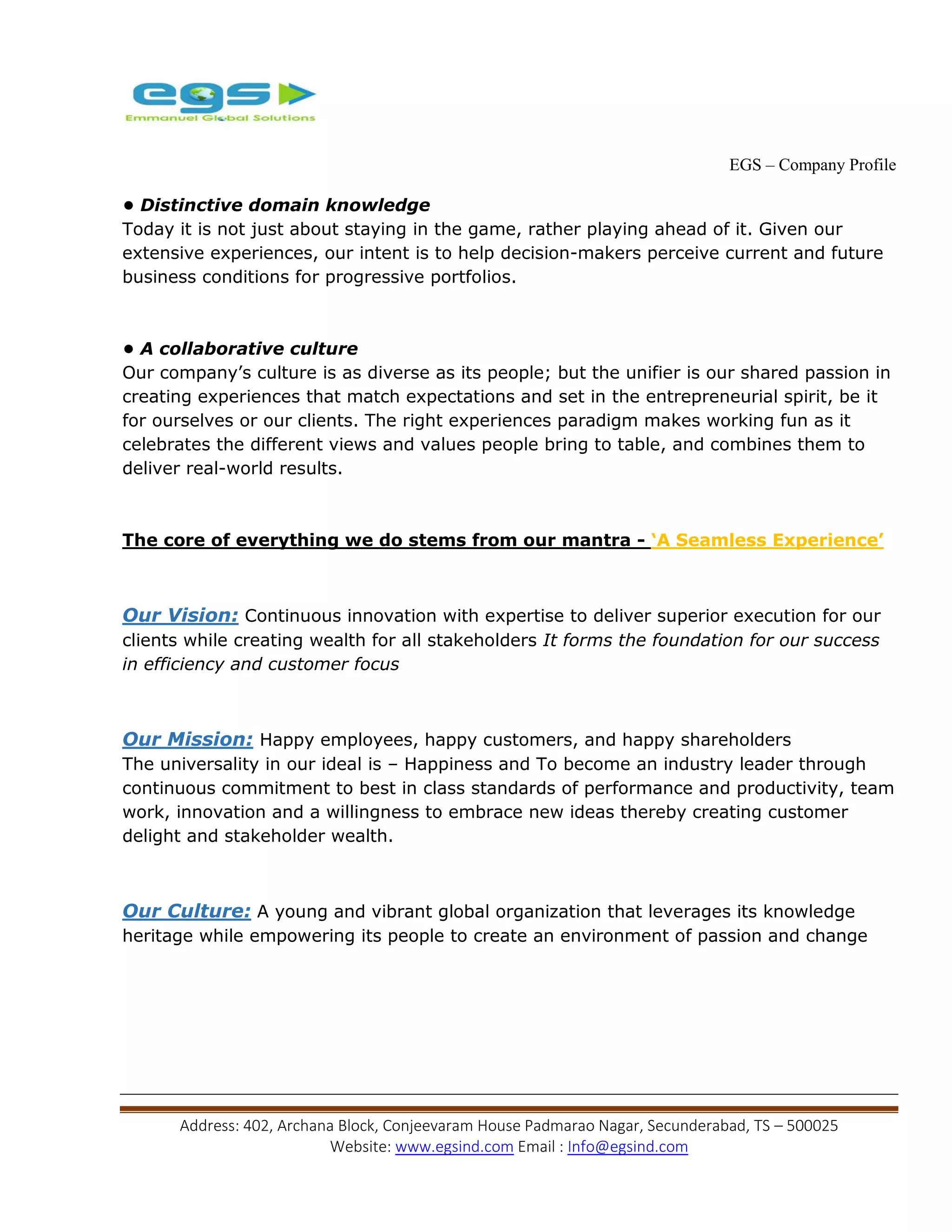 EGS - Company Overview | PDF