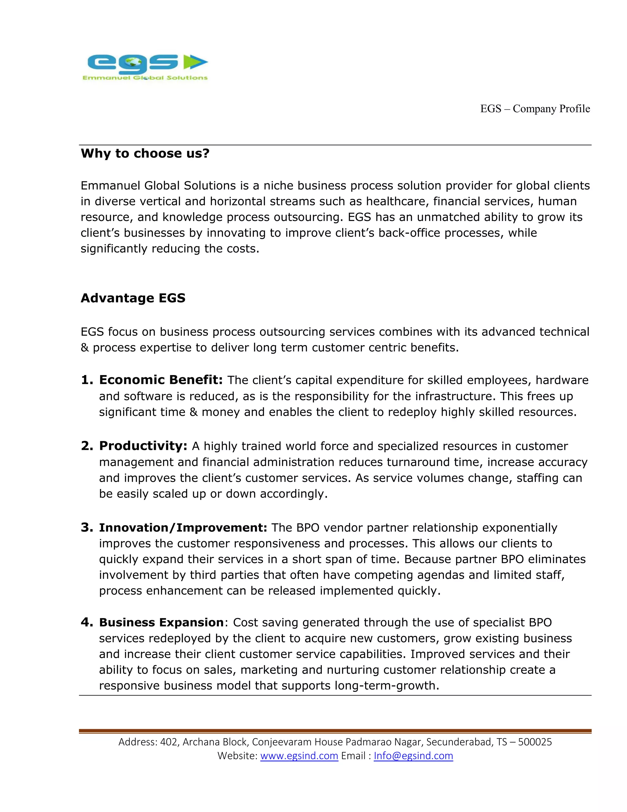 EGS - Company Overview | PDF