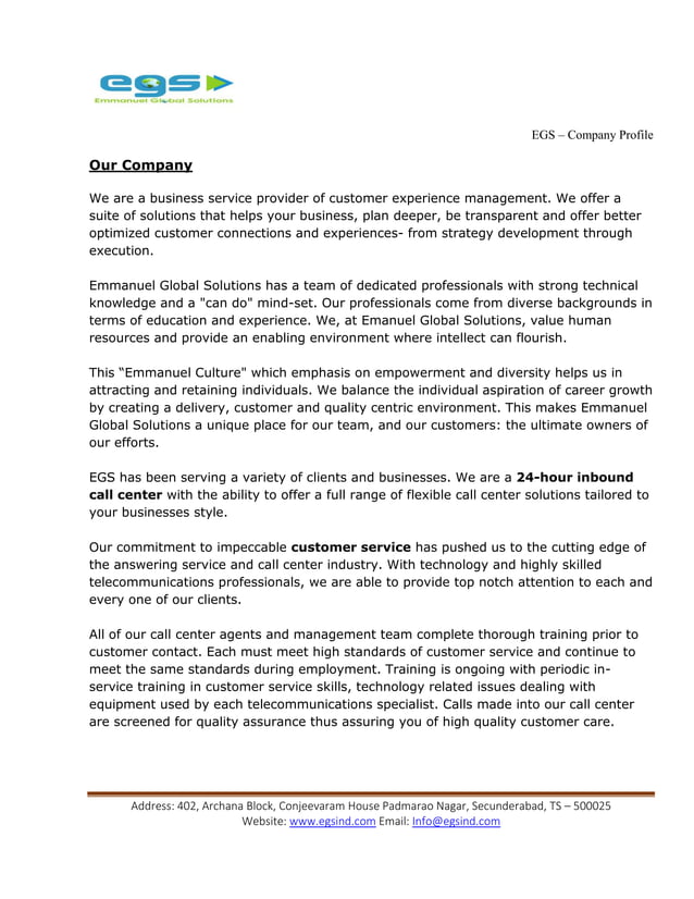 EGS - Company Overview | PDF