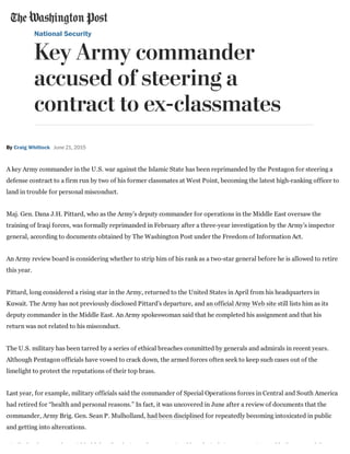 Key Army commander accused of steering a contract to ex-classmates ...