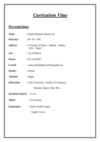Sarah Mohamed -C.V | DOCX