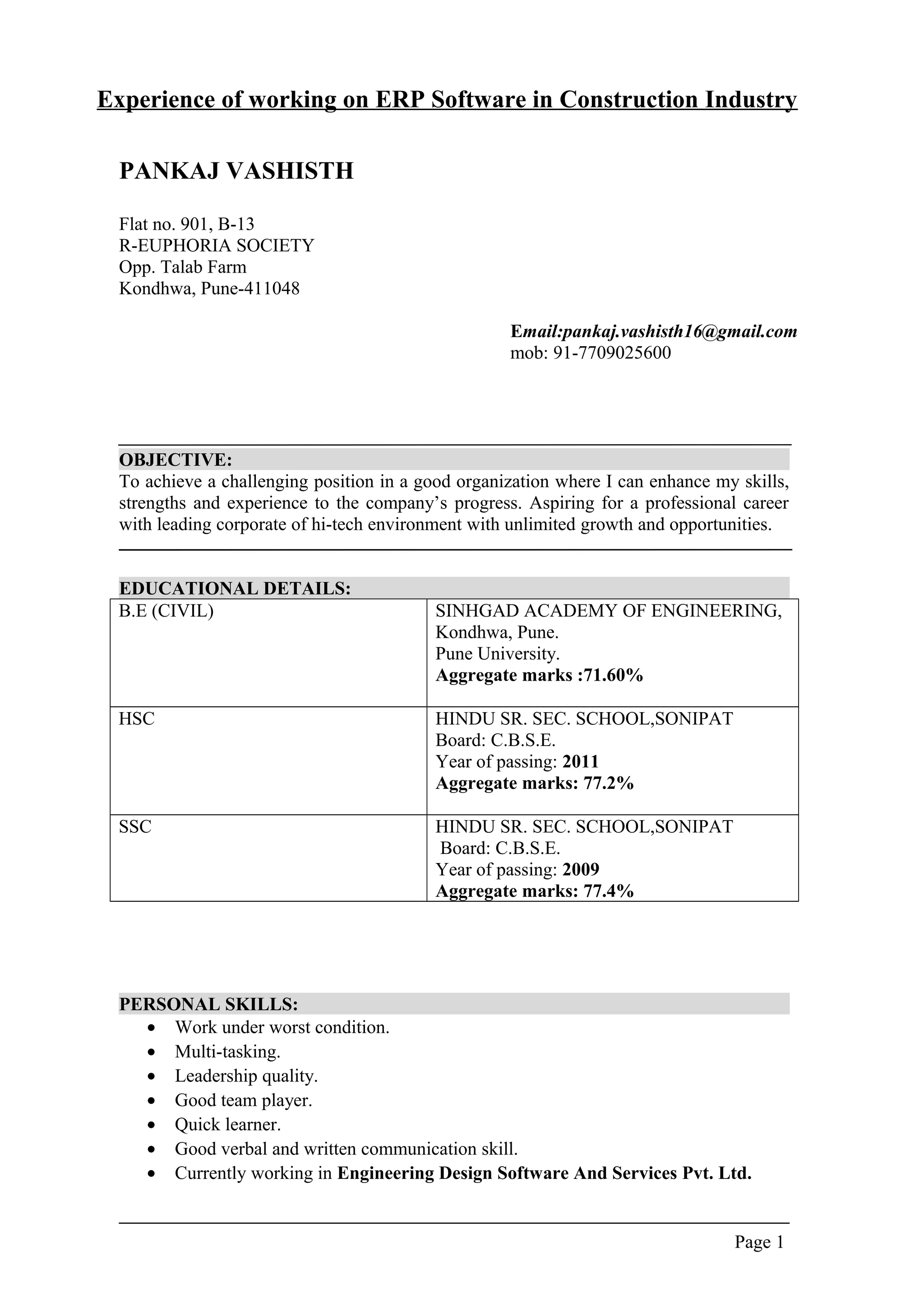 pankaj resume | PDF