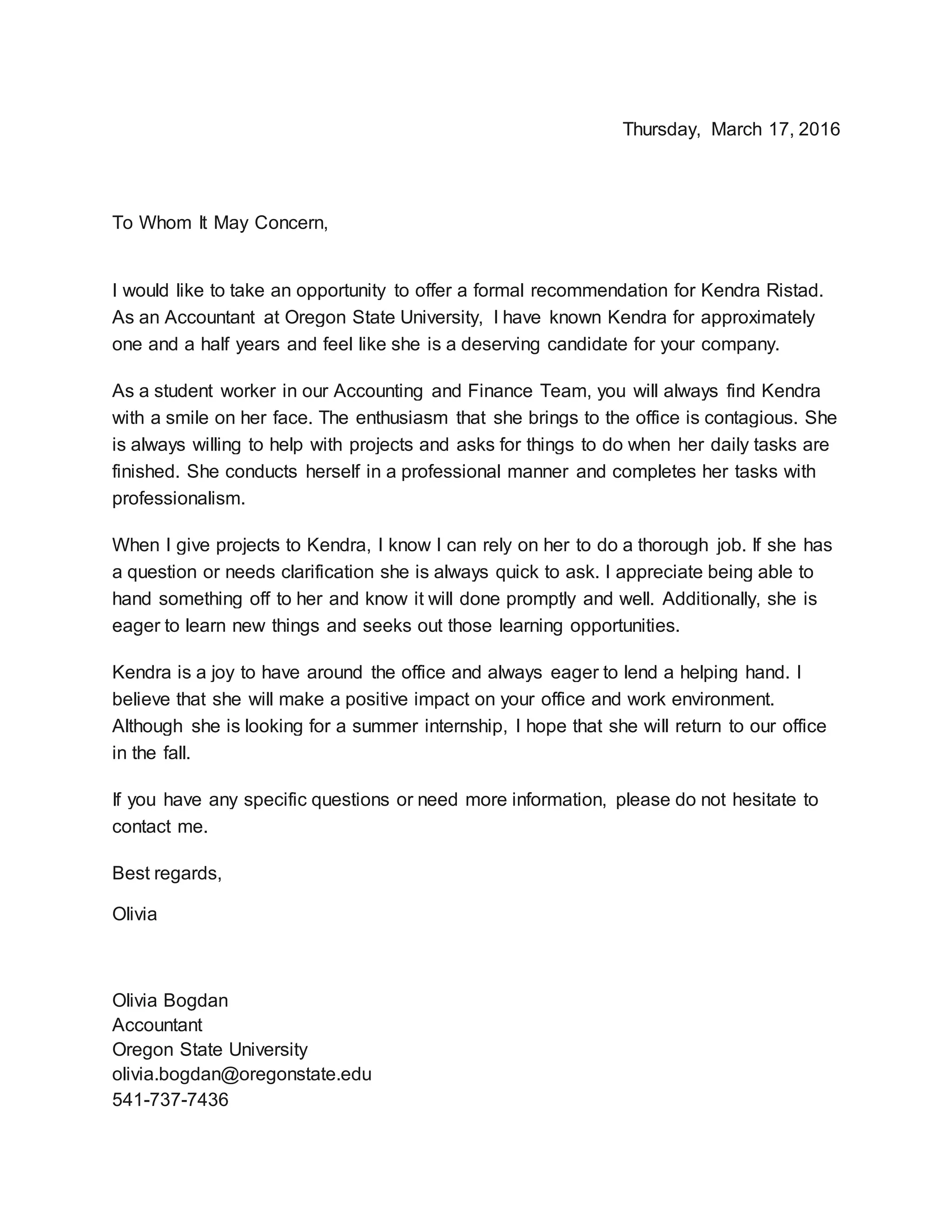 Letter of Rec 2 | PDF