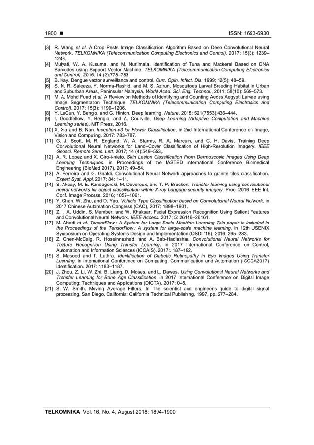 Training Of Convolutional Neural Network Using Transfer Learning For Aedes Aegypti Larvae Pdf