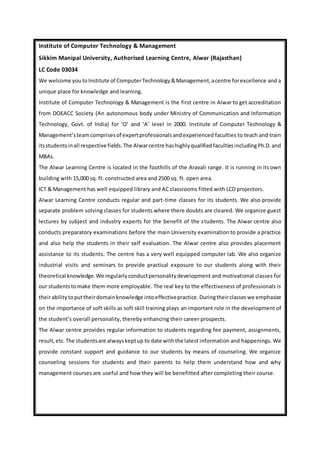 Institute of Computer Technology & Management | DOCX