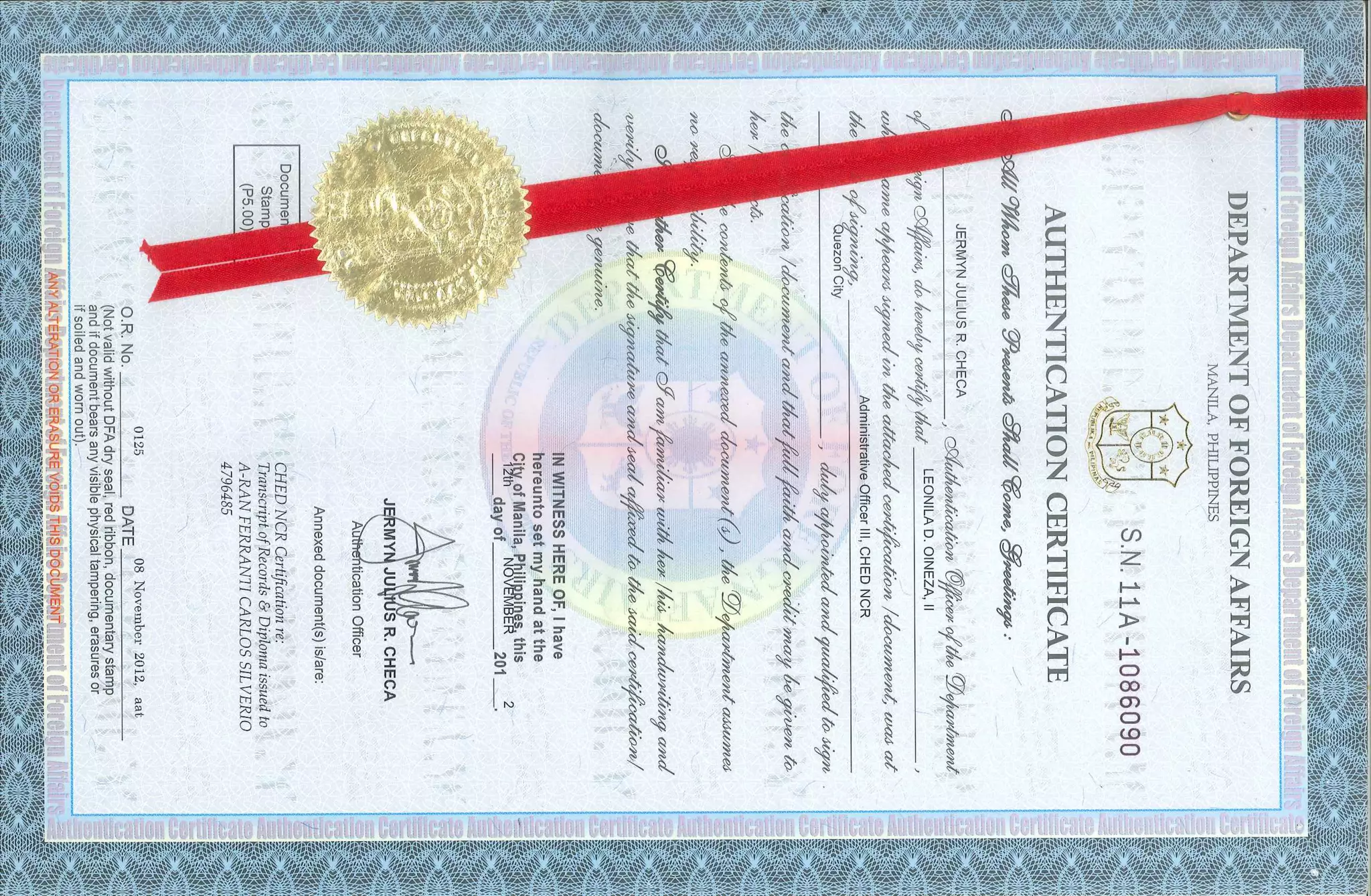 Mapua BS Certificate & TOR (Phils DFA & CHED - Authenticated) | PPT