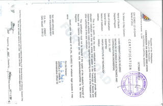 Mapua BS Certificate & TOR (Phils DFA & CHED - Authenticated) | PPT