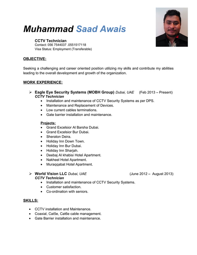 Saad-Resume (1) | DOC | Islam | Religion & Spirituality