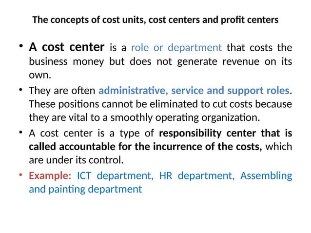 cos accounring overview powerpoint presentation | PPT