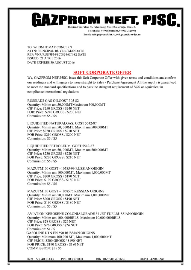 SCO FOR PJSC GAZPROM NEFT pdf | PDF | Commodities | Economy