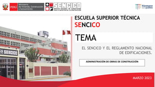 SENCICO Y EL REGLAMENTO NACIONAL DE EDIFICACIONES | PDF