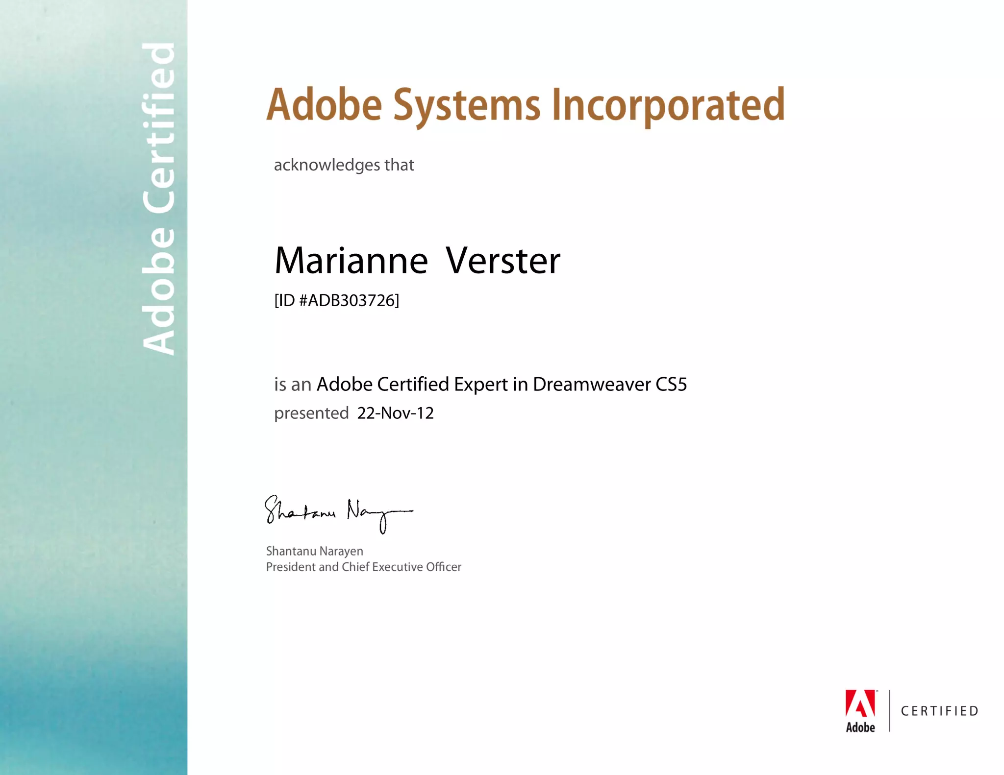 Adobe ACE Certificate | PDF