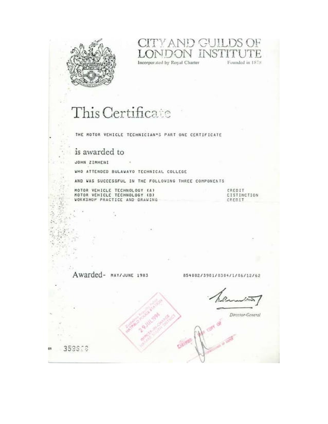 JZ CITY & GUILDS Certificate | PDF