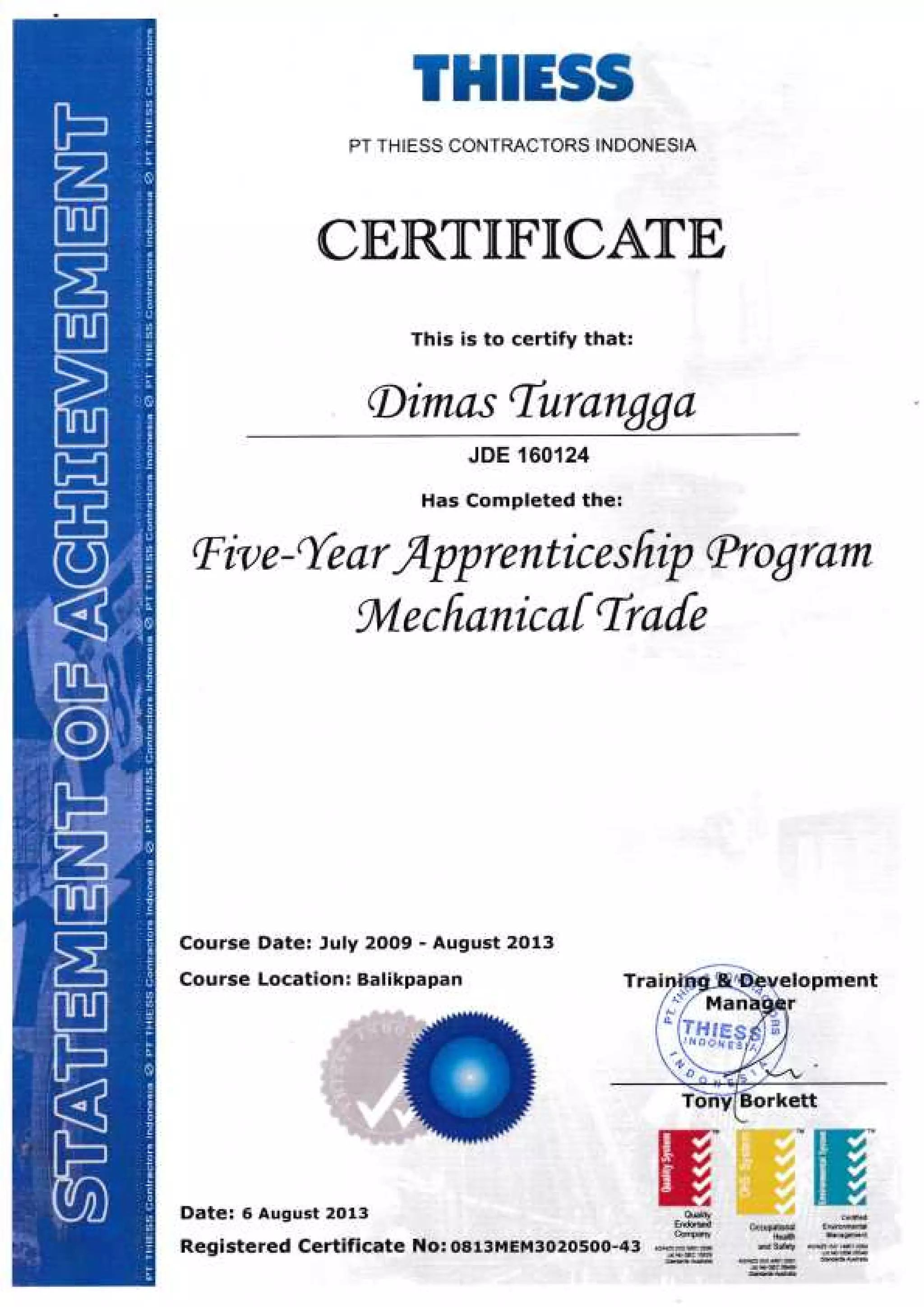 Apprentice Certificate | PDF | Vocational Training | Careers