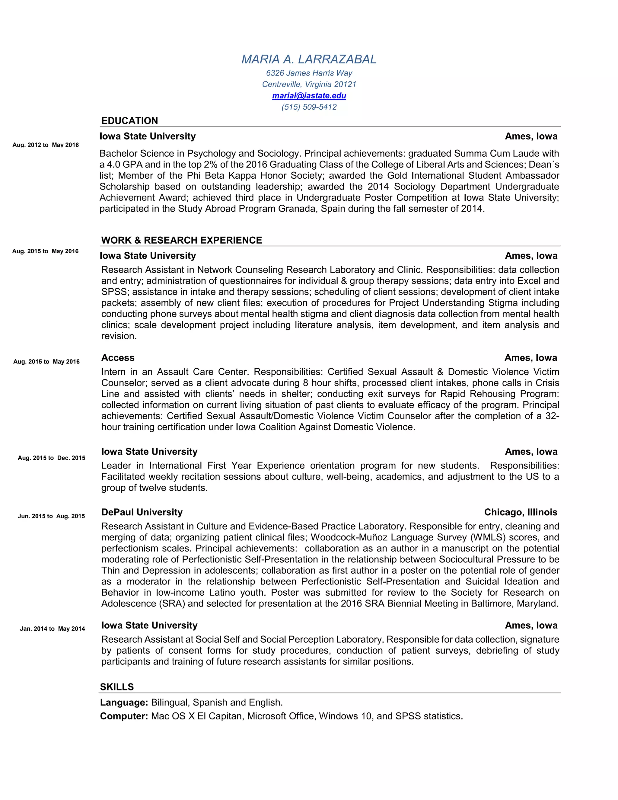 Resumè - Maria Larrazabal | PDF