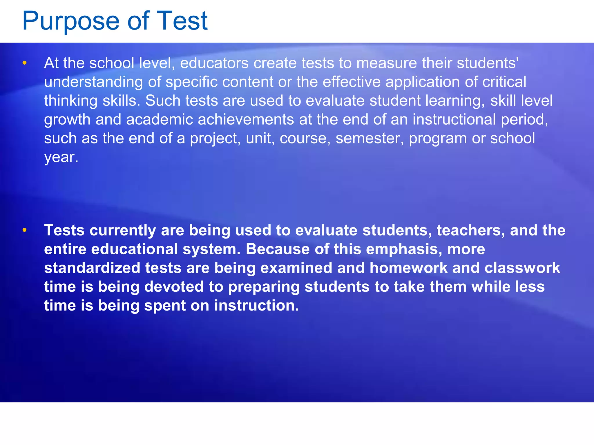 Test Testing and Evaluation | PPTX