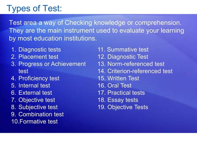 Test Testing and Evaluation | PPTX | Standardized Testing | Educational ...