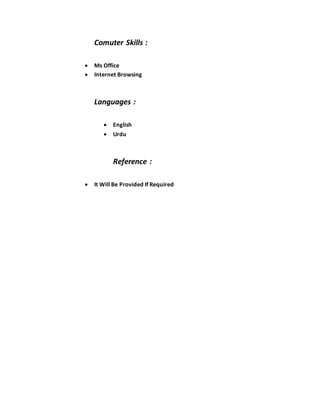 AsifAliKhan's C.V | DOCX