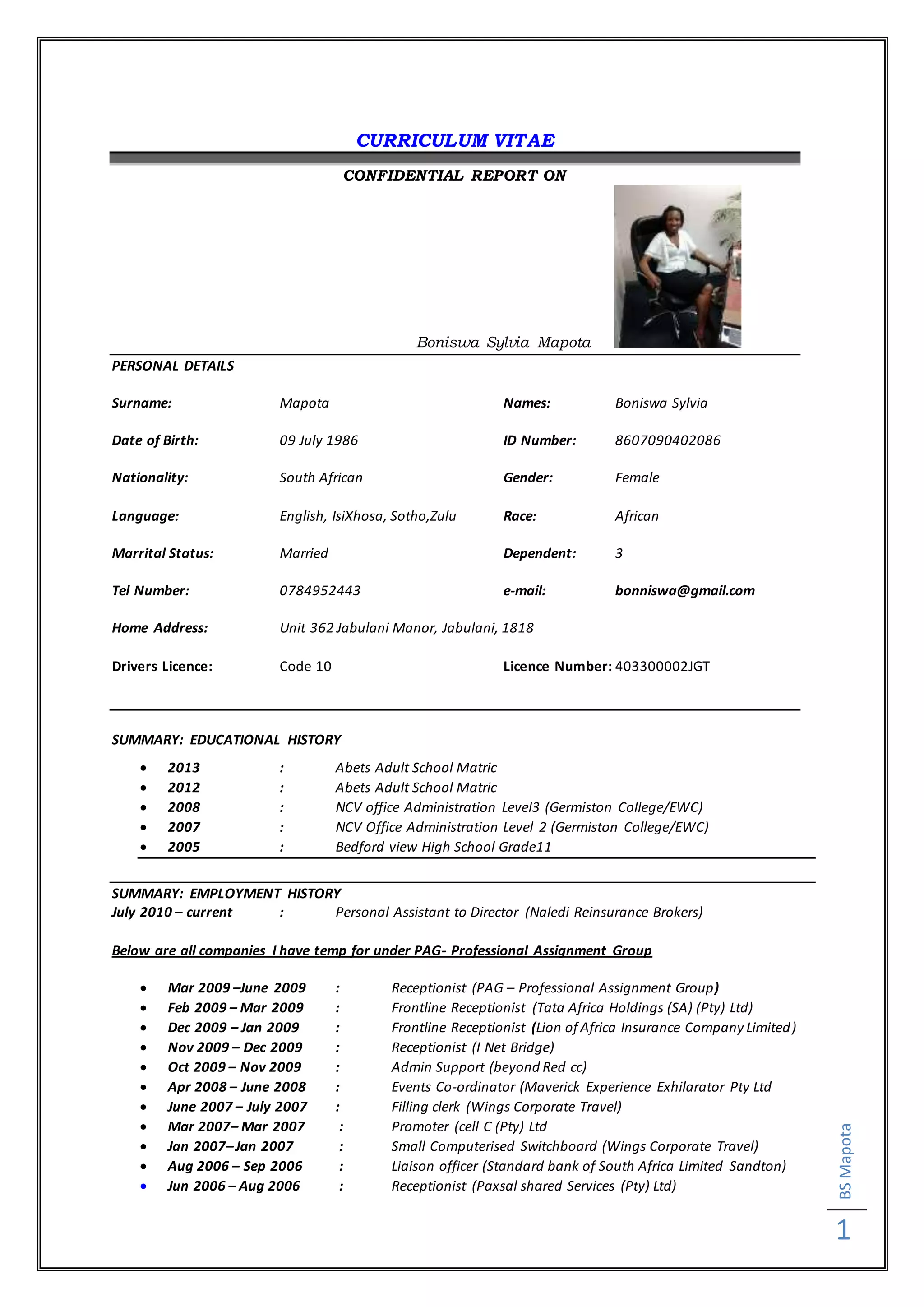 Boniswa Mkhize fixed cv doc | DOCX