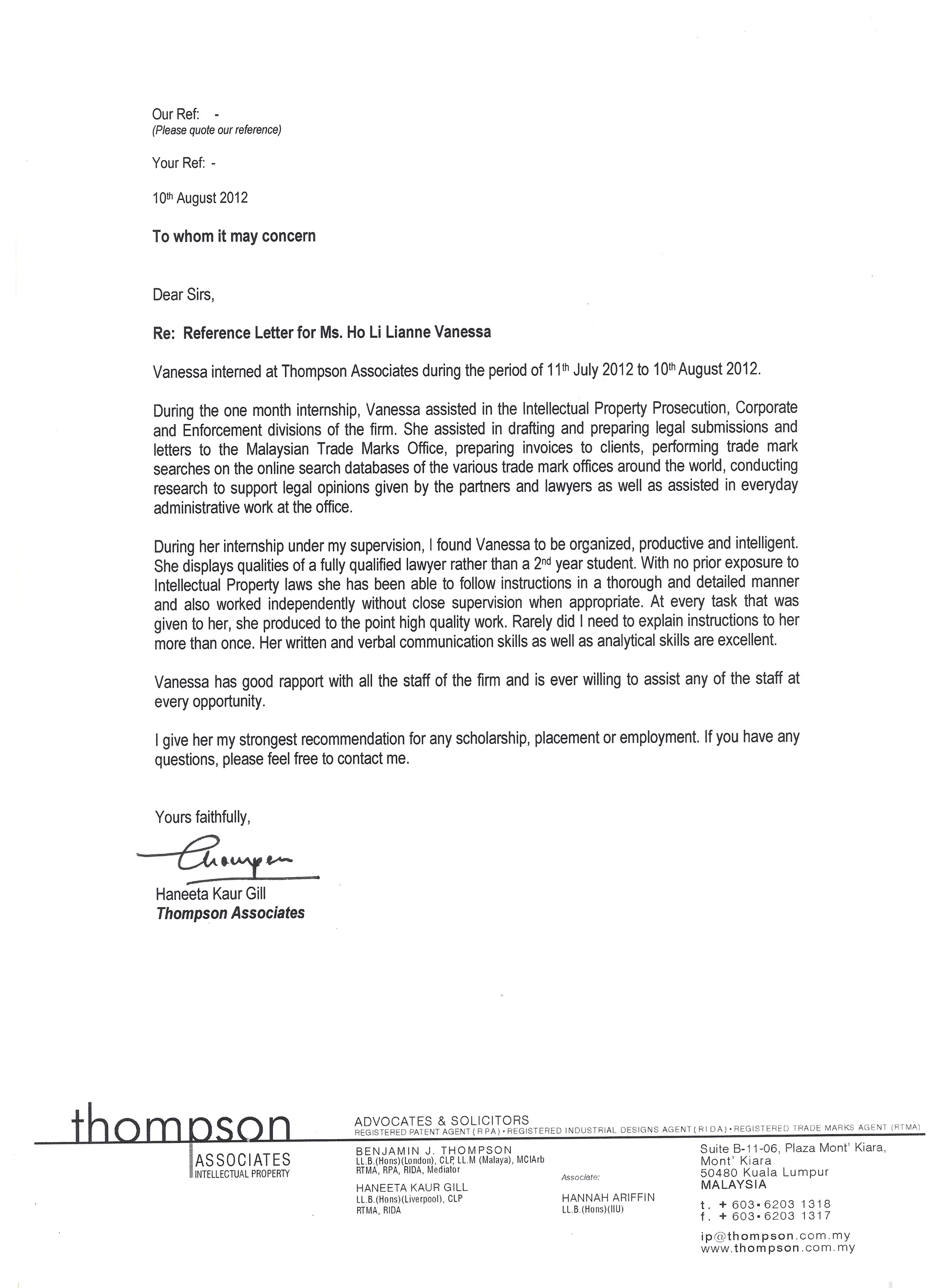 Thompson Associates Referral Letter | PDF