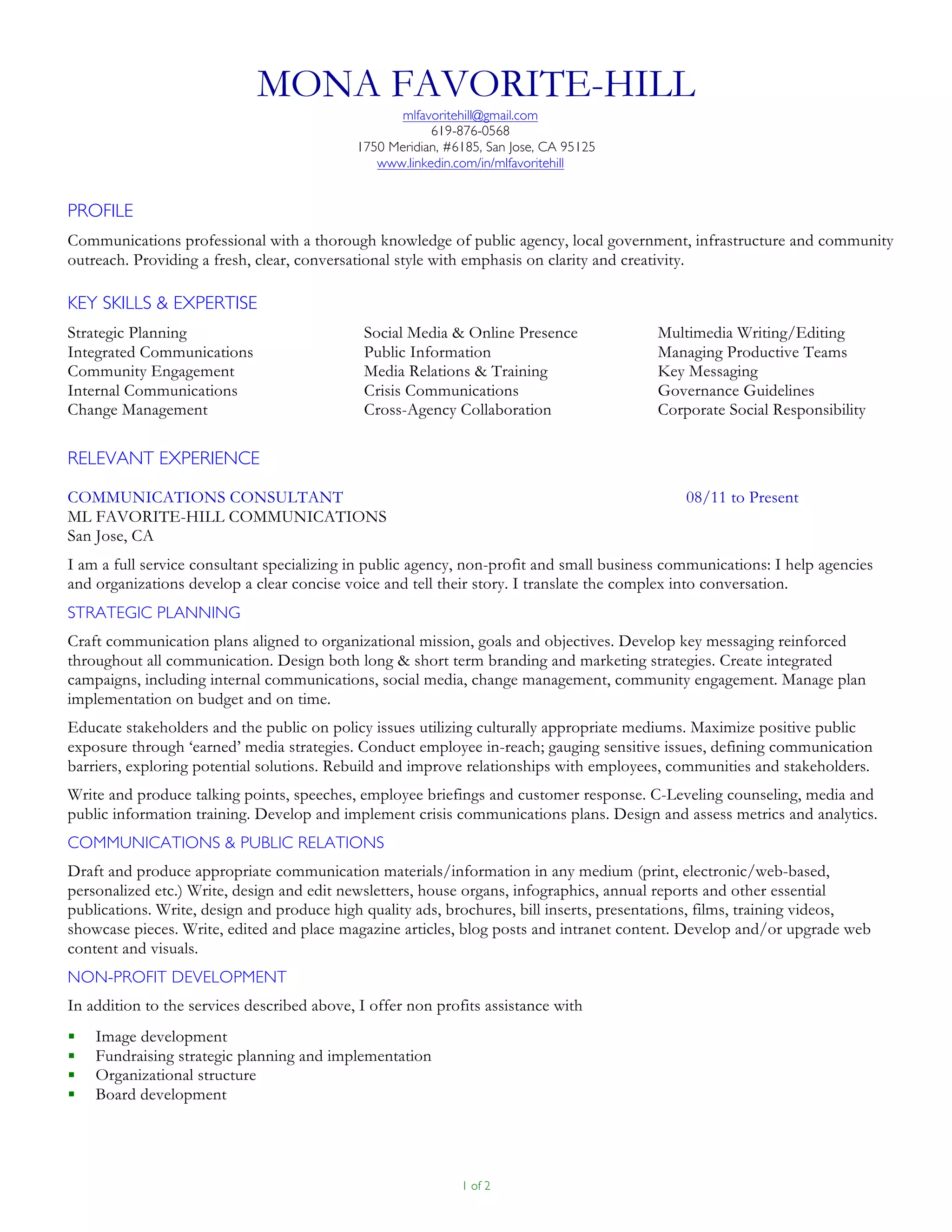 Mona Favorite-Hill Resume | PDF