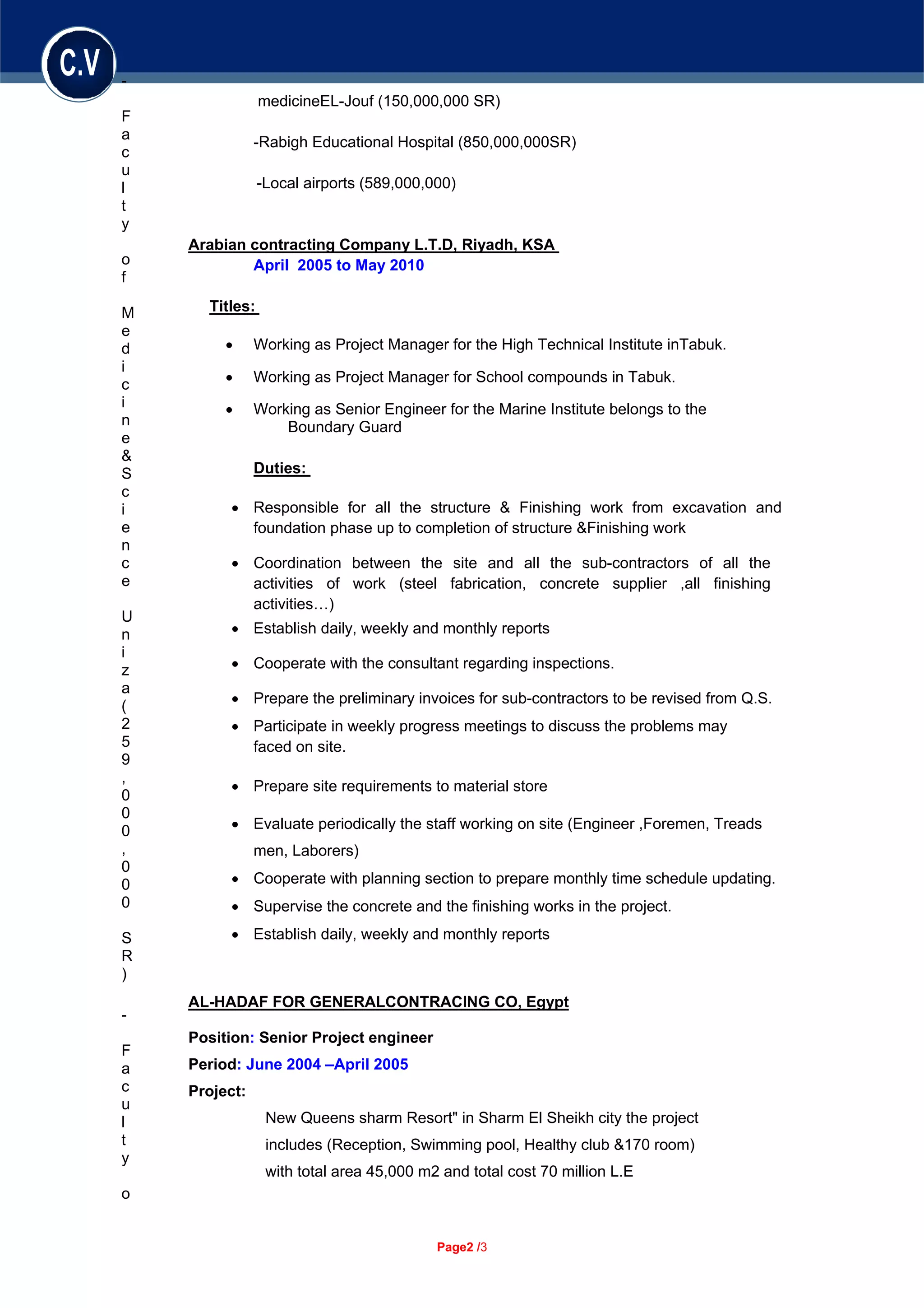 CV Osama Salah Aug 2015 | PDF | Civil Engineering Industry | Industries