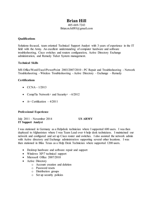 Brian Hill Resume | PDF
