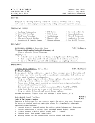 Colton Morley resume | PDF