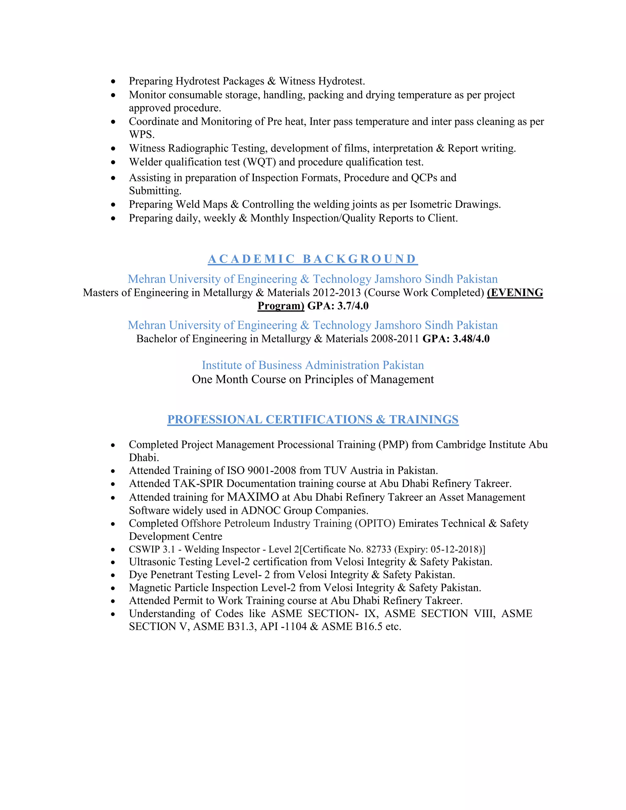 Ghulam Muhyuddin (QAQC Engineer) | PDF