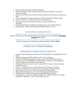 Ghulam Muhyuddin (QAQC Engineer) | PDF