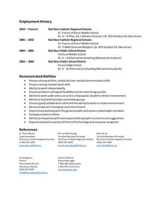Mike Reid Resume 2016 | DOCX