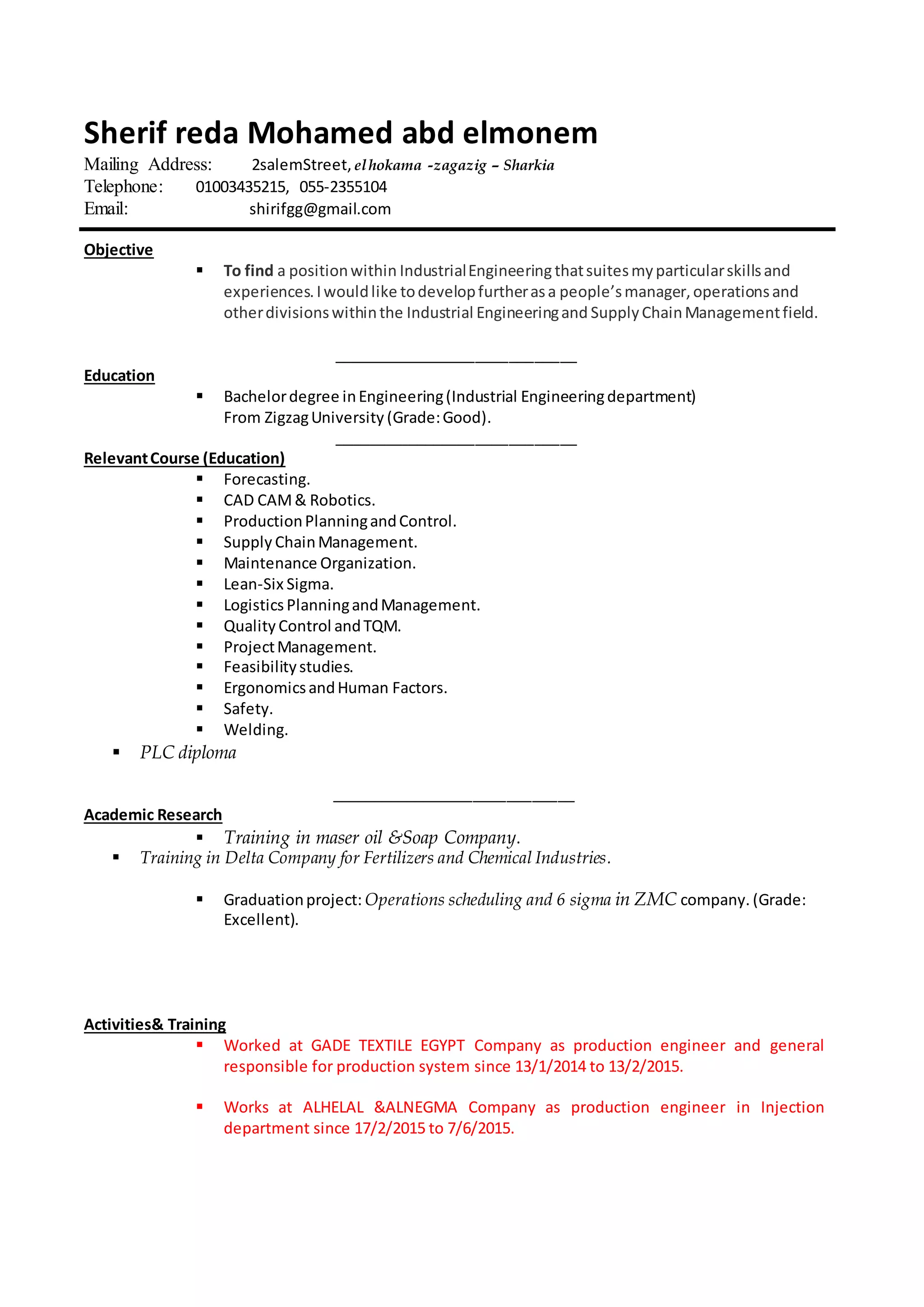eng SHERIF cv.docxfff | PDF