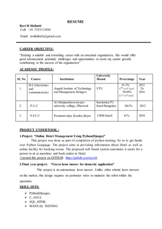 Resume_Ravi_Haibatti_ECE | PDF