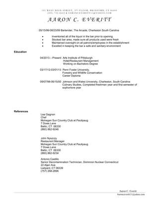 ACEresume | PDF | Bars & Restaurants | Attractions