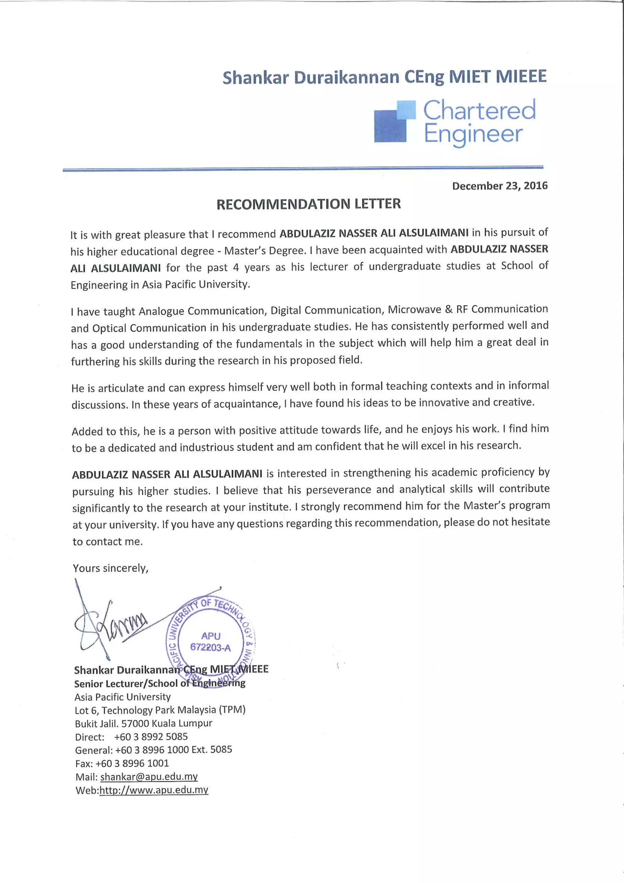 Recommendation letter 2 | PDF