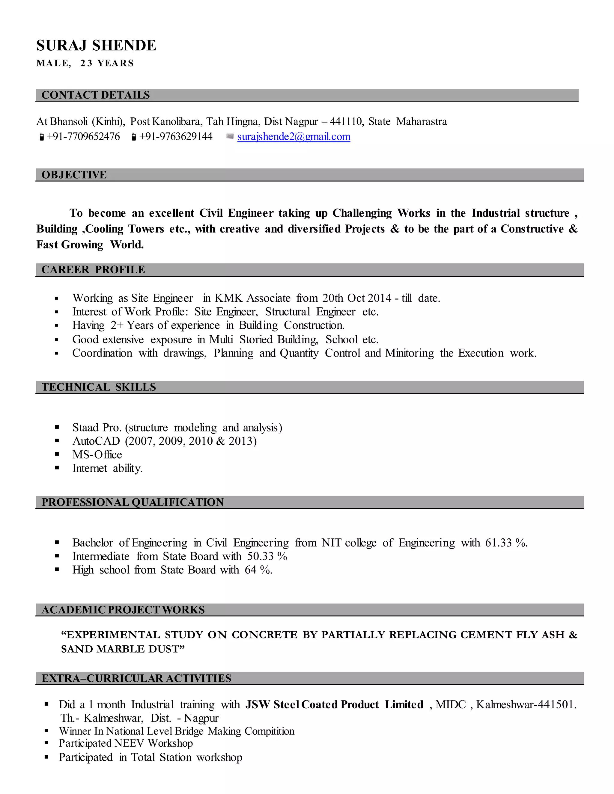 Suraj Shende CV | PDF