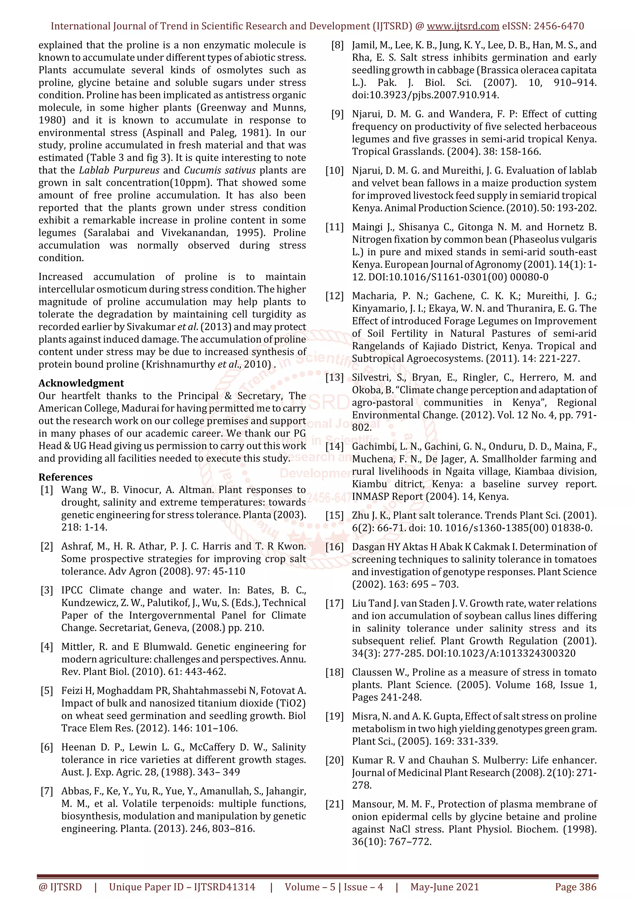 Effect of Stress on Selected Edible Plants | PDF