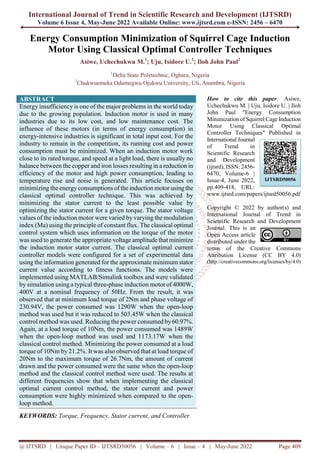 Energy Consumption Minimization of Squirrel Cage Induction Motor Using Classical Optimal ...